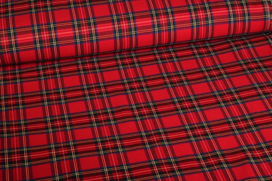 Schotse ruit 2 stretch rood 3 meter | bol