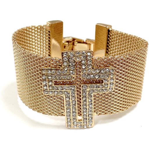 Statement armband - Goudkleurig - Kruis - 18.5 Centimeter | bol