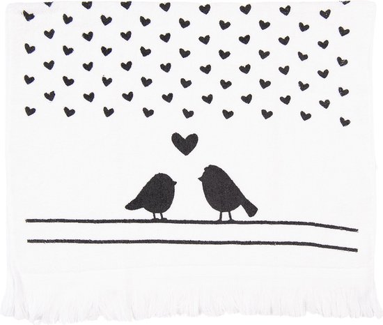 Clayre & Eef Gastendoekje 40x66 cm Zwart Wit Katoen Vogel Toilet ...