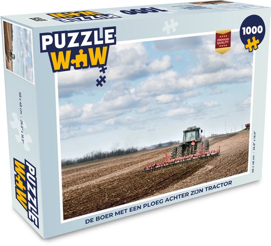 Puzzel De boer met een ploeg achter zijn tractor - Legpuzzel - Puzzel ...