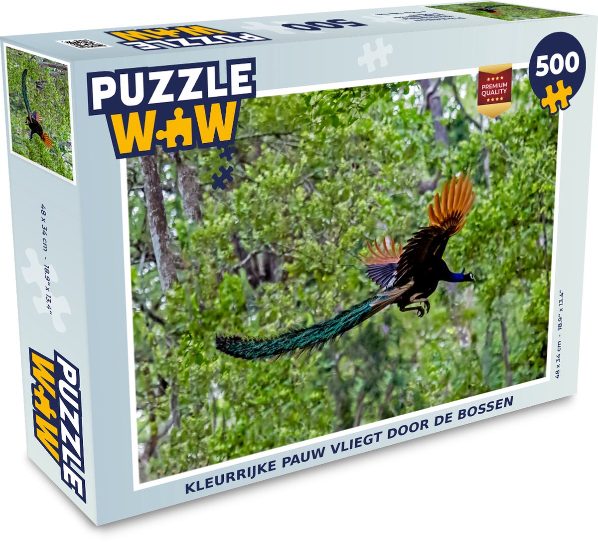 Puzzel Pauw - Vliegen - Bos - Blauw - Legpuzzel - Puzzel 500 stukjes ...