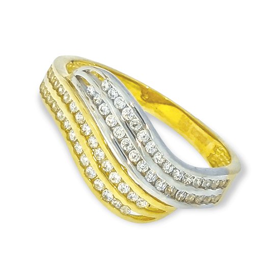 Gouden damesring bicolor zirkonia 14 karaats | bol.com