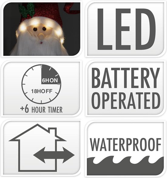 Happy Kerst Santa XXL - 120cm - met LED lampjes - met timer - geschikt ...