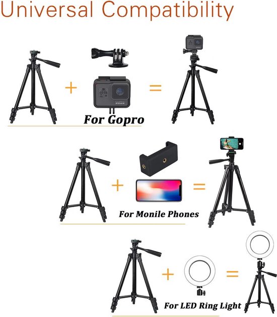 Telefoon Statief Stand 40Inch Universele Fotografie Voor Gopro Iphone Samsung Xiaomi... | bol