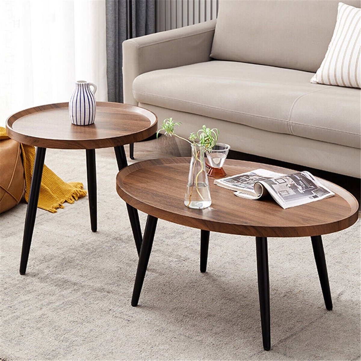 Salontafel - Ronde Salontafel Set - Van 2 - Voor Woonkamer Moderne ...