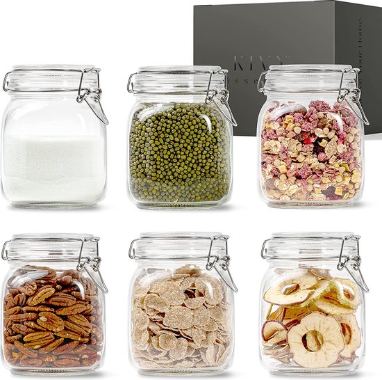 KIVY® Weckpot met Deksel Set [6 x 1000 ml] - Kleine Voorraadpot met ...