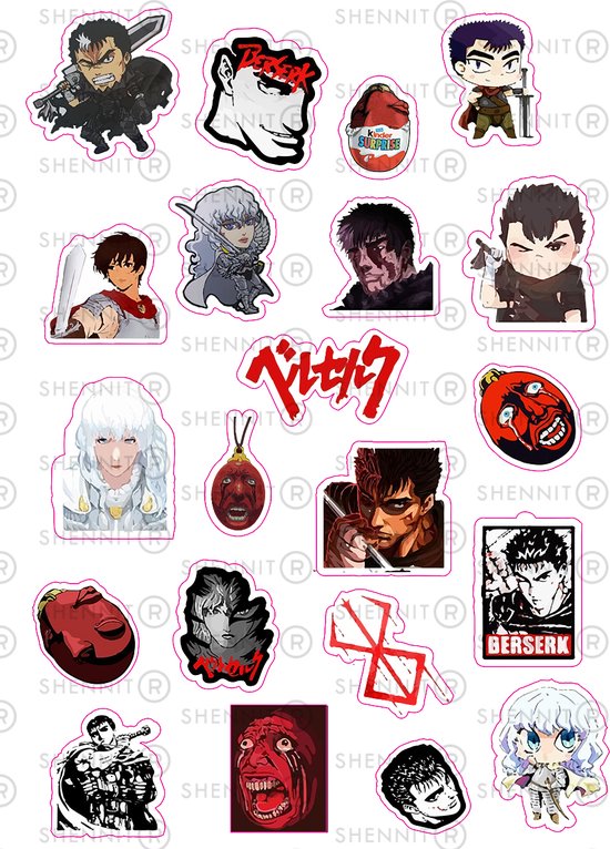 Berserk Guts stickers mix - Anime sticker manga sticker - laptop ...