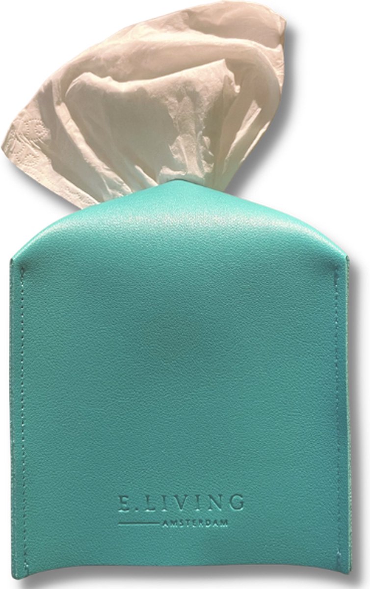 E.Living - Turquoise kleur - NIEUW LUXE Leren Tissuehouder - Tissues ...