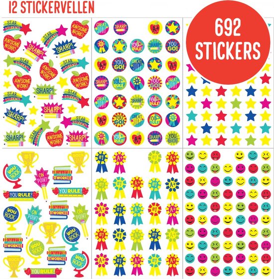 Stickerboekje met 12 Stickervelletjes | 692 Kinderstickers | Leuke ...