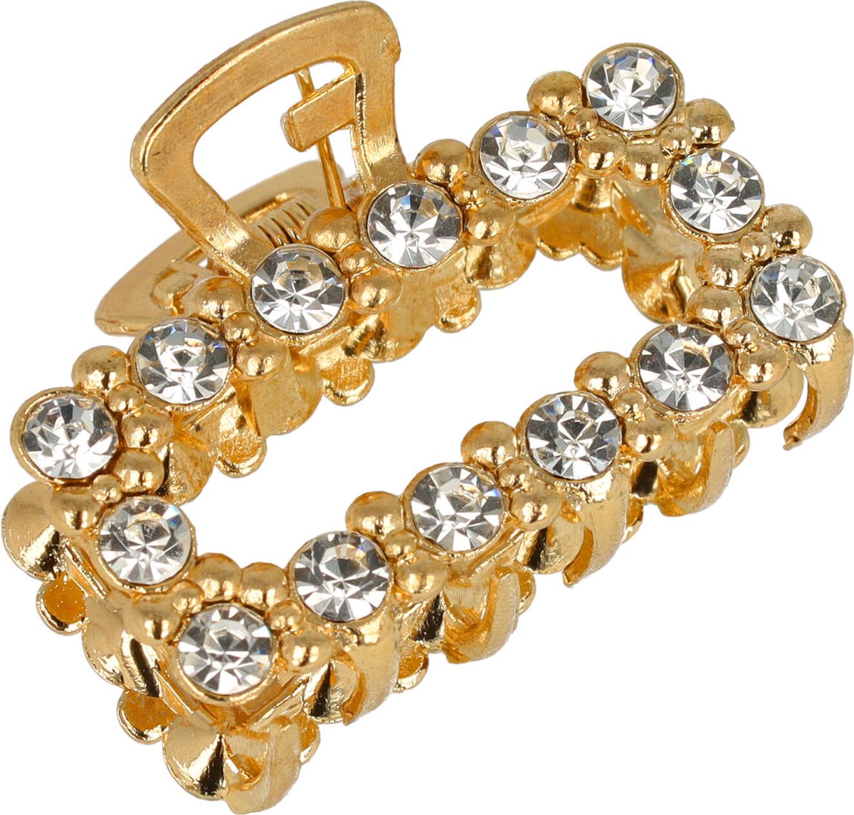 Haarspeld Klem Open Vierkant Metaal Strass 4cm Goud Haarclip ...