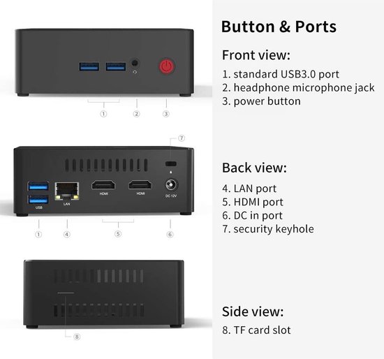 Beelink X55 Mini PC Desktop Computer 8GB LPDDR4+256 GB SSD Gemini Lake ...