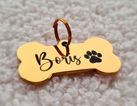 Dierenpenning bot | Goud | Roestvrij staal RVS | 4 x 2 cm | Inclusief ...