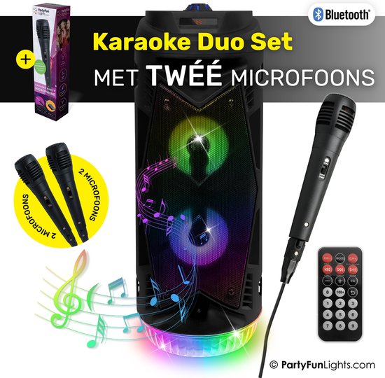 PartyFunLights - Bluetooth Karaoke Set - met microfoon - lichteffecten - incl. microfoon | bol.com