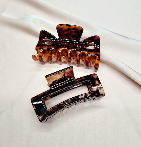 Dames Haarklemmen 2 stuks-Combiset 2x 90mm Hairclip Craw two pieces ...