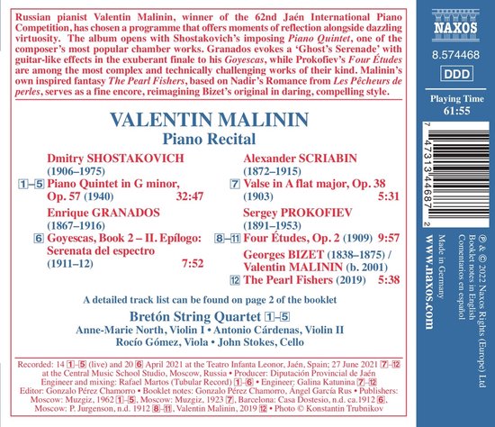Shostakovich: Piano Quintet in G Minor, Valentin Malinin | Muziek | bol.com