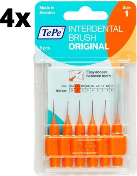 TePe Ragers Oranje 0,45mm - 4 x 6 stuks - Voordeelverpakking | bol