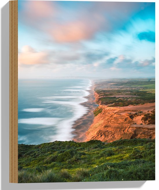 WallClassics - Hout - Landschap met Begroeiing langs Zee - 30x40 cm ...