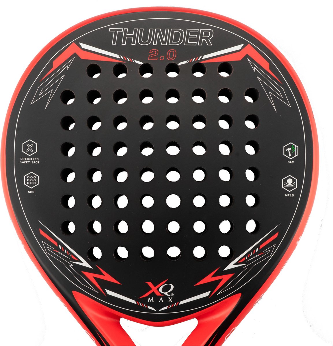 Padelracket Thunder 2.0 - Padel Racket Rond - Zwart & Rood | bol.com