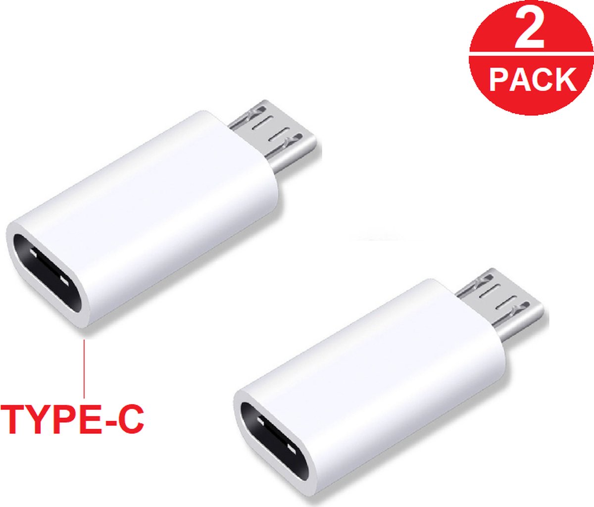 2x Usb Type C Female Naar Micro Usb Male Adapter Connector Type-C Micro ...
