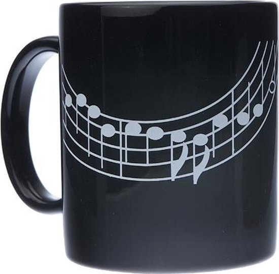 Koffiemok muziekbalk, zwart | bol