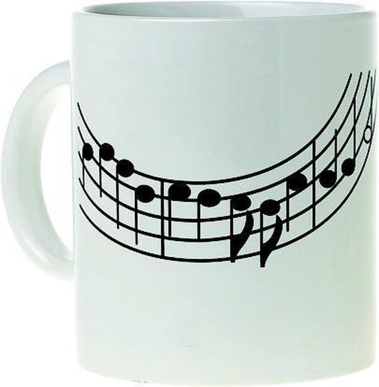 Koffiemok muziekbalk, wit | bol