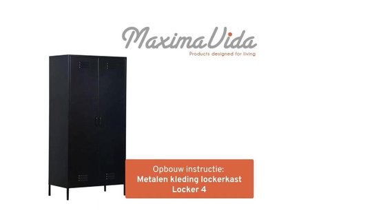 MaximaVida metalen kleding lockerkast Finn 90 x 50 x 185 cm zwart - 4 ...