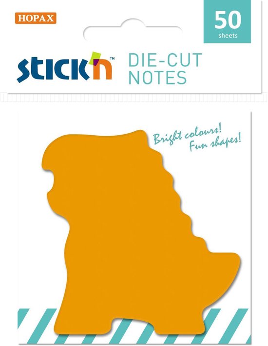 Sticky dinosaurus notes - 70 x 68mm, oranje, 50 memoblaadjes | bol.com