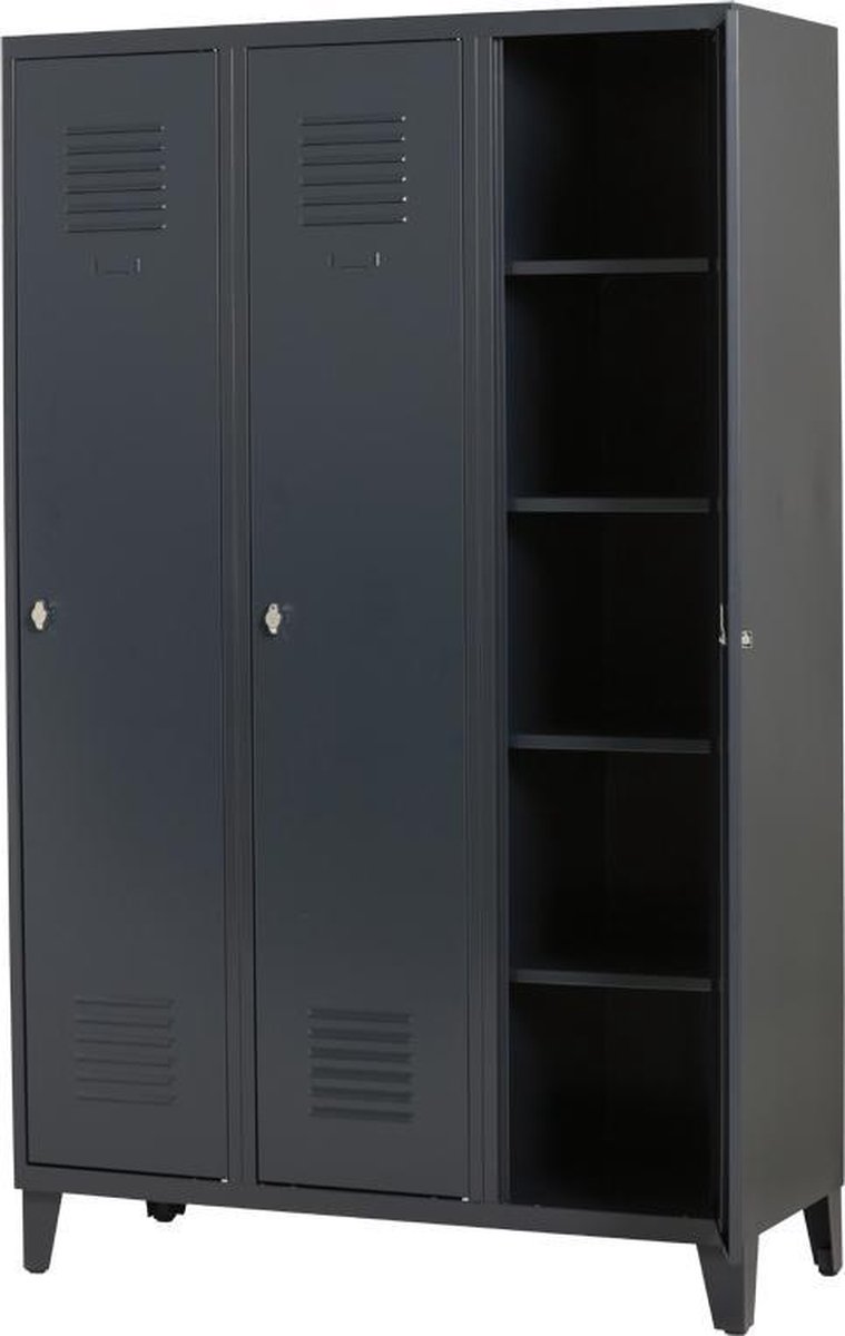 Lockerkast metaal I kledingkast met 4 planken I antraciet I vintage ...