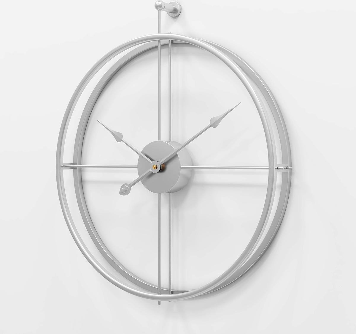 EKEO - Moderne klok -Wandklok zonder cijfers - Metaal - Zilver | bol.com