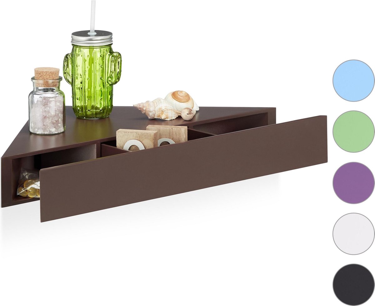 relaxdays hoek wandplank - wandboard met lade - hout - wandelement ...