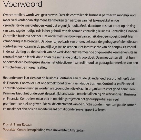 Het gedragsprofiel van de succesvolle controller!, Erik Boon & Cees van ...