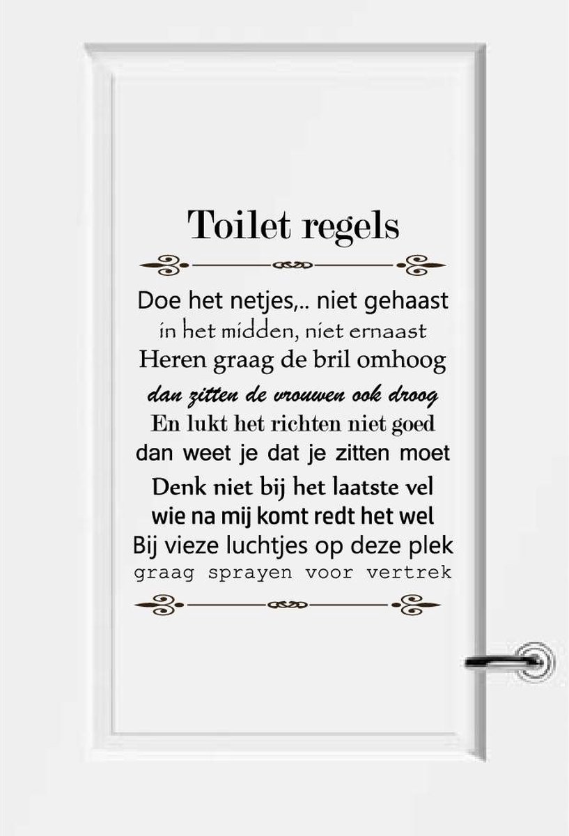 Toilet Regels - Oranje - 80 x 101 cm - toilet raam en deurstickers - toilet alle | bol