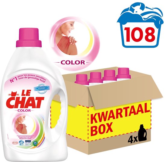 Le Chat Gel Colour Sensitive wasmiddel - 108 wasbeurten - Kwartaalbox ...