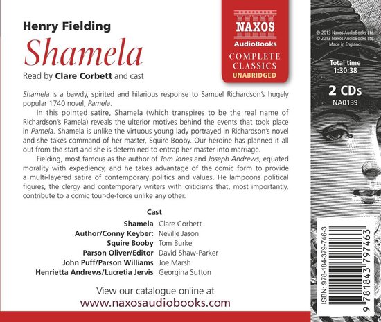 Clare Corbett - Fielding: Shamela (2 CD), Henry Fielding ...