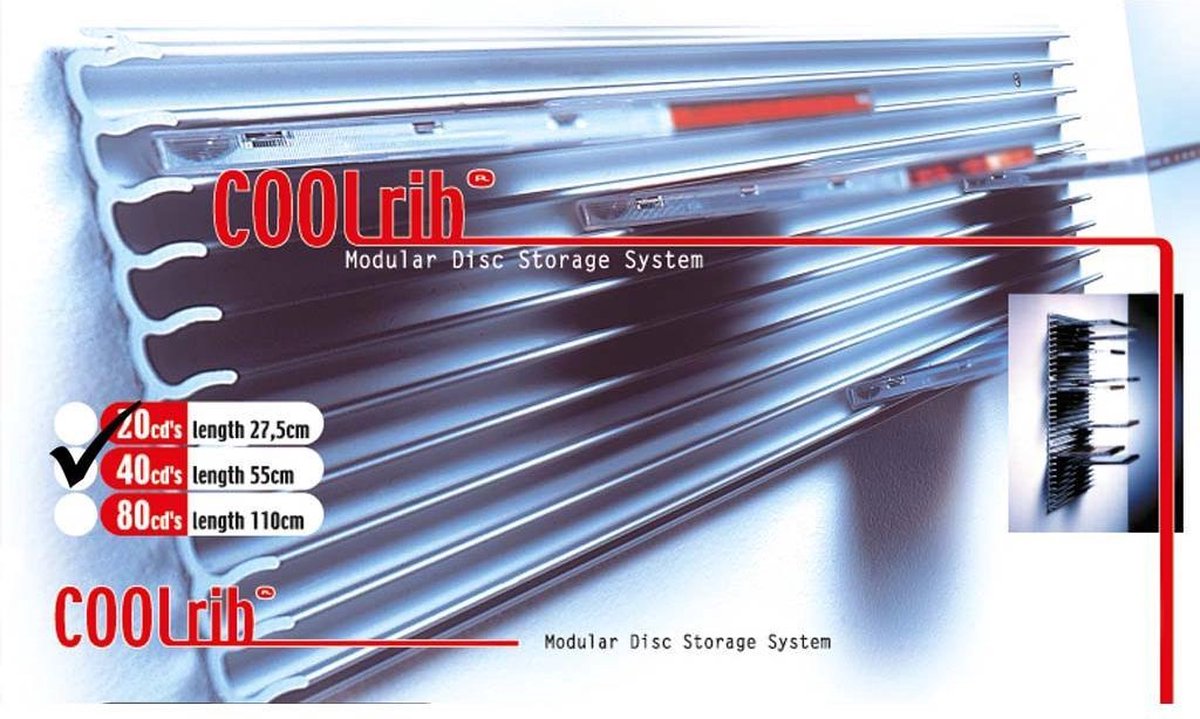 Cd rek - Coolrib - Aluminium - voor 20 cd's - 27,5 x 16,5 cm x 1 cm | bol