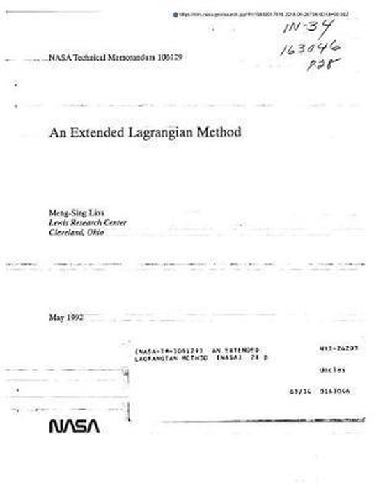 An Extended Lagrangian Method, National Aeronautics And Space Adm Nasa ...