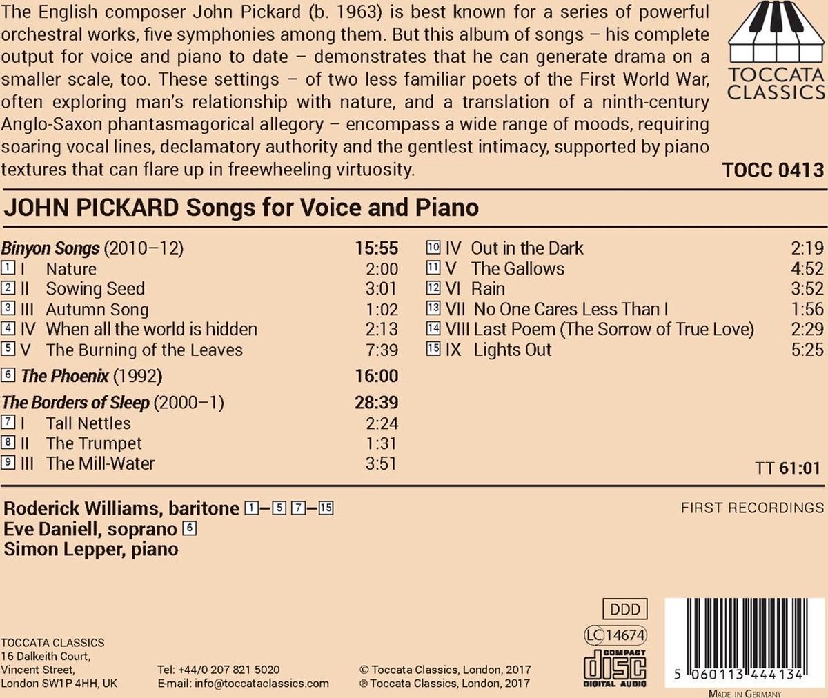 Roderick Williams, Eve Daniell & Simon Lepper - Songs For Voice And ...