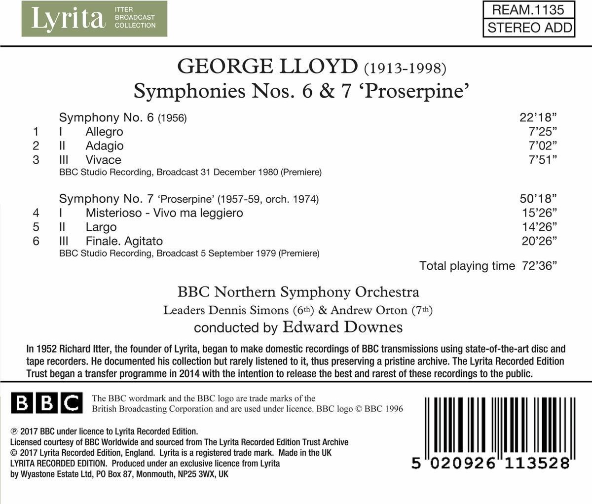 BBC Northern Symphony Orchestra, Edward Downes - Lloyd: Symphonies Nos ...