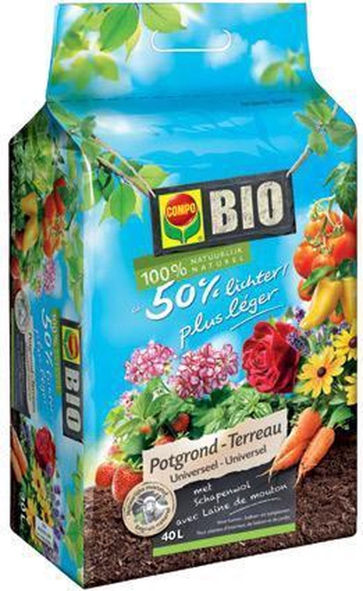 Compo Bio Universeel Potgrond - 40L - 50% lichter | bol.com