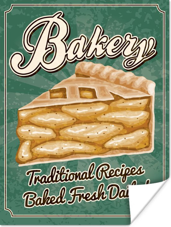 Illustratie van een dikke punt appeltaart poster 120x160 cm - Foto ...