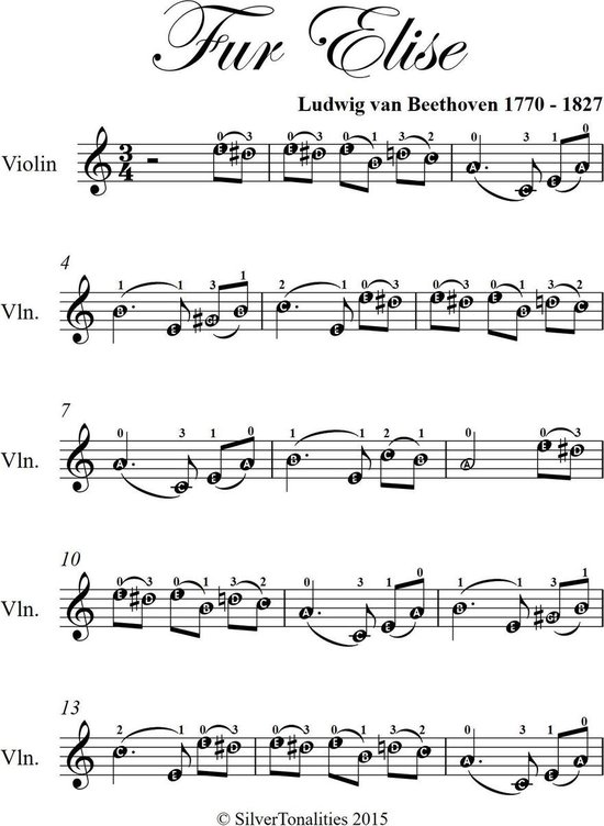 Fur Elise Easy Violin Sheet Music (ebook), Ludwig Van Beethoven ...