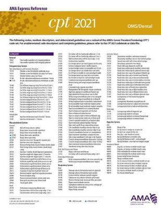 CPT 2021 Express Reference Coding Card | bol.com