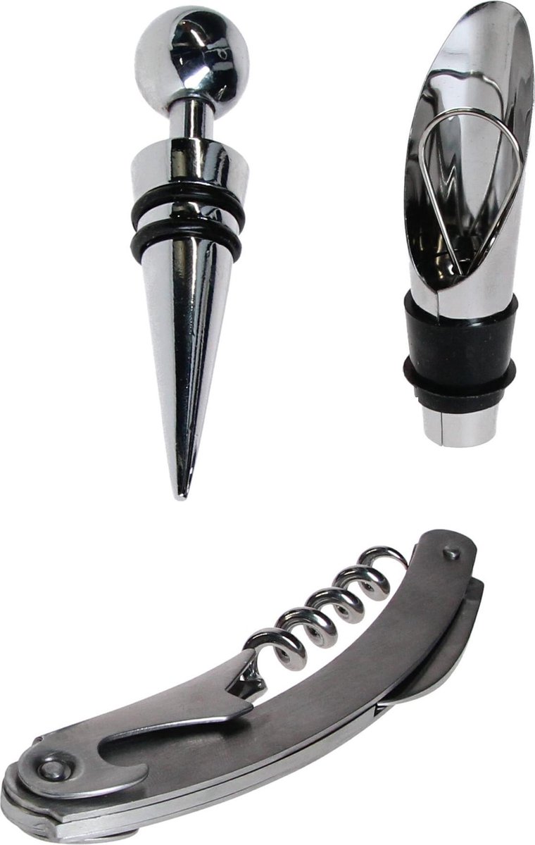 Luxe wijn Accessoire set Wijnstopper - Wijnschenker - kurkentrekker ...
