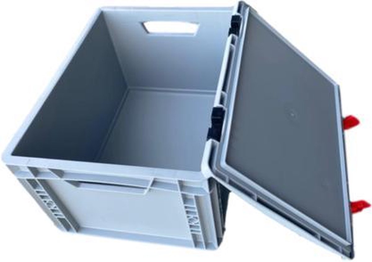 Plastic Krat met Deksel - 40 x 30 x 23,5 cm - Grijs | bol