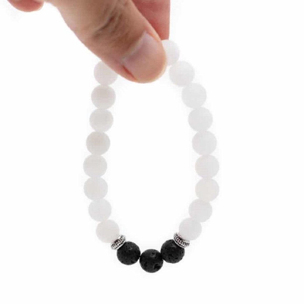 Edelsteen Armband Witte Jade met Lavastenen | bol.com