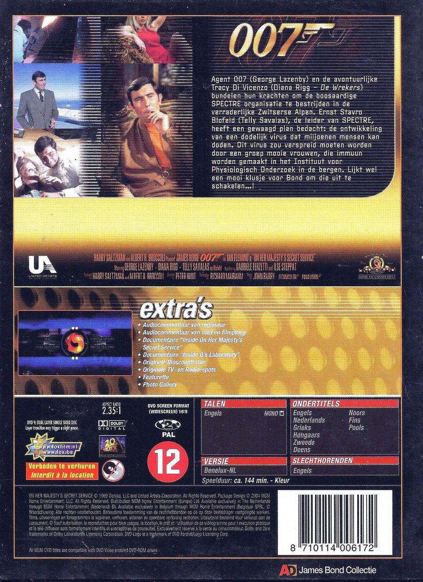 James Bond On Her Majesty's Secret Service DVD Special Edition Actie ...