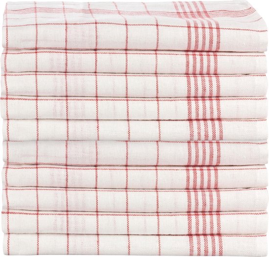 MAUS 10 stuks poleerdoek half linnen glazendoek rood 50 x 70 cm | bol