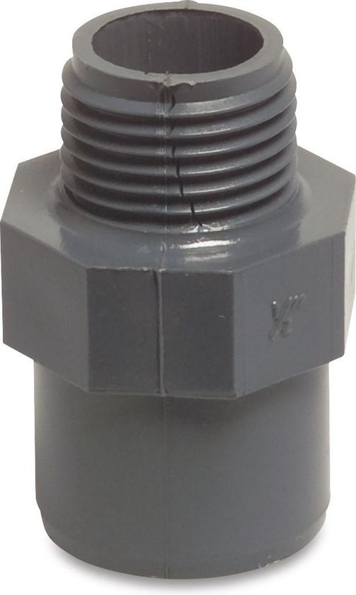 Mega Puntstuk PVC-U 3/4" x 3/4" imperial lijmmof x buitendraad 10bar grijs | bol.com