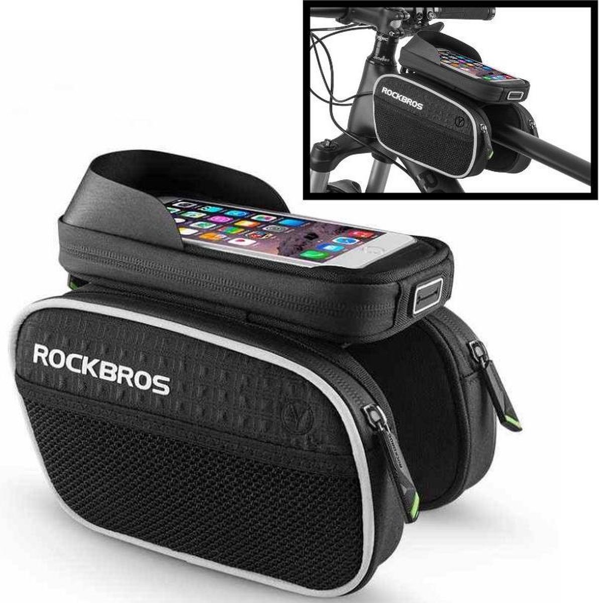 Decopatent® PRO Fiets Frametas met Telefoonhouder - Dubbele Fietstassen ...