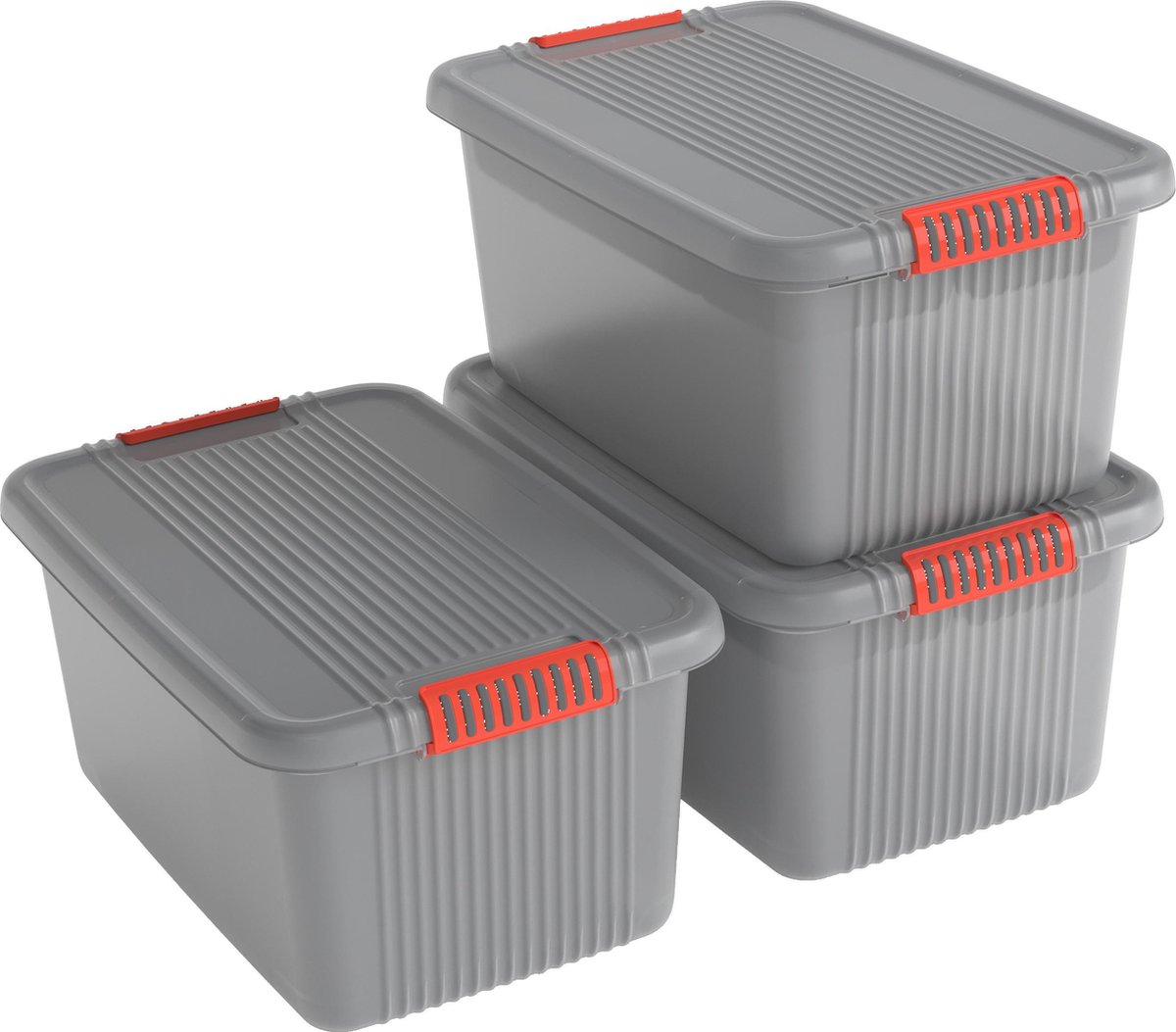 KIS K-Latch Opbergbox met deksel - L (43L) - 3 stuks - Grijs/Oranje ...